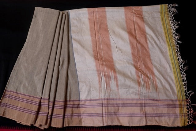Grey Silk Ilkal Saree with Beige border — TVAMI