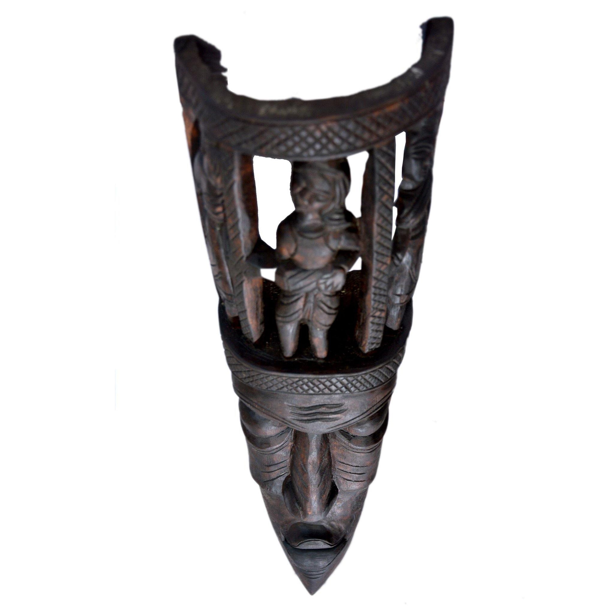 Tribal Musicians Wooden Gambhira Wall Mask — TVAMI