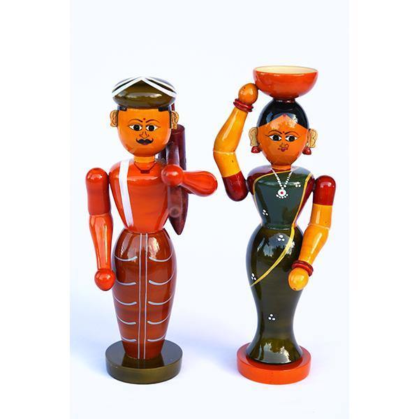 Etikoppaka Wooden Nagali Couple Set — TVAMI