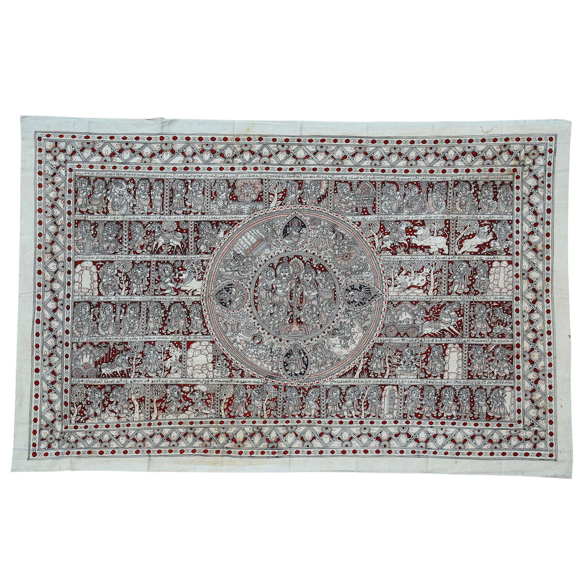 Handpainted Kalamkari Wall Hanging of Krishna Jambavathi Tale — TVAMI